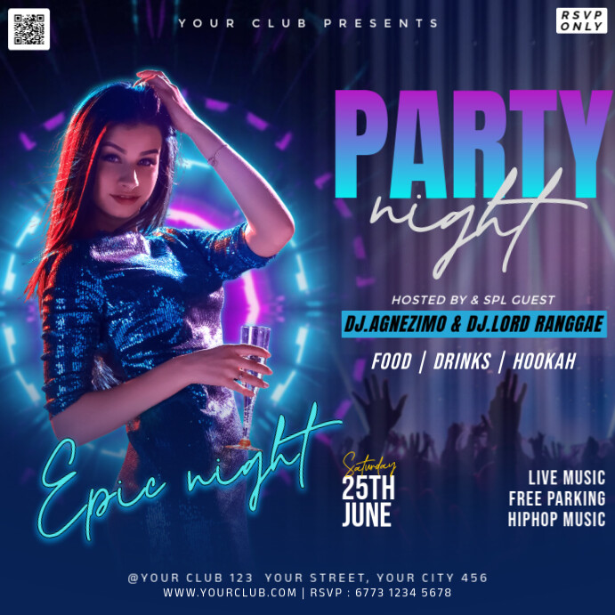 Copy of Purple Maximalist Saturday Night Instagram Post | PosterMyWall