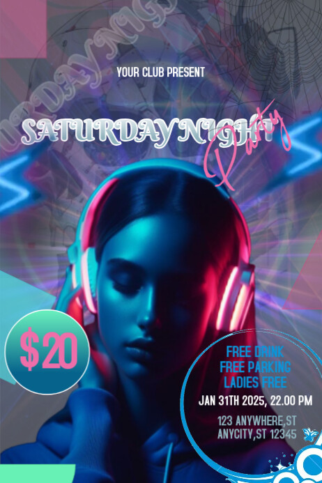 Purple Maximalist Saturday Night Party Poster Template | PosterMyWall
