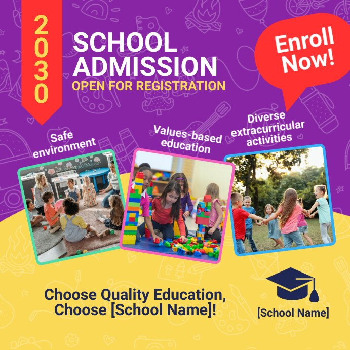 Purple Maximalist School Admission Instagram Template | PosterMyWall