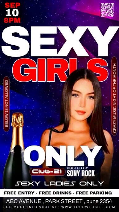 Plantilla de Purple Maximalist Sexy Girls Only Night Party | PosterMyWall