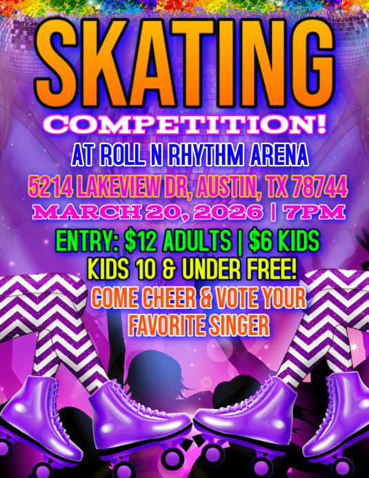 Purple Maximalist Skating Competition Flyer Template | PosterMyWall