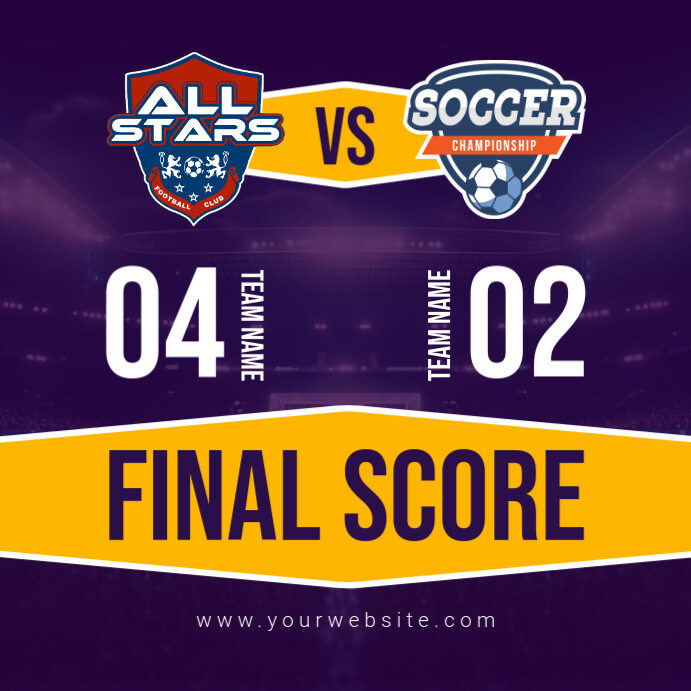 Copy of Purple Maximalist Soccer Final Scoree Instagram Post | PosterMyWall