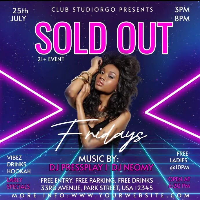 Purple Maximalist Sold Out Fridays Party Inst Template | PosterMyWall