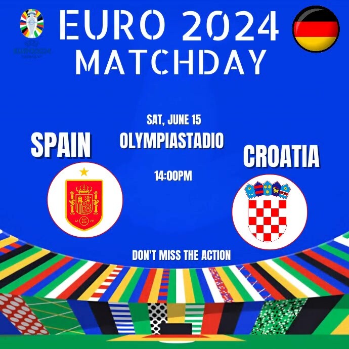 Purple Maximalist Spain Vs Croatia Instagram Template | PosterMyWall