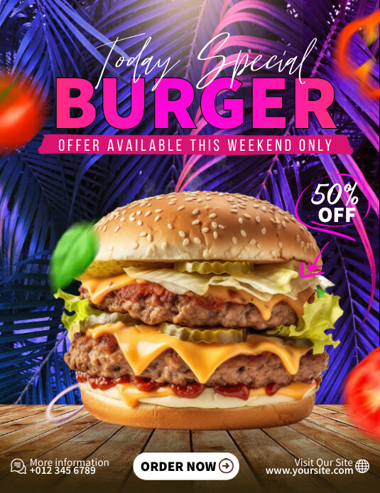 Copy of Purple Maximalist Special Burger Event Flyer | PosterMyWall