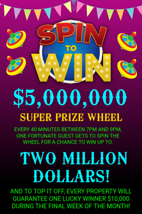 Copy of Purple Maximalist Spin To Win Flyer Poster | PosterMyWall