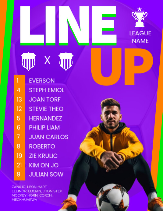 Copy of Purple Maximalist Starting Line Up Flyer (us Letter) | PosterMyWall