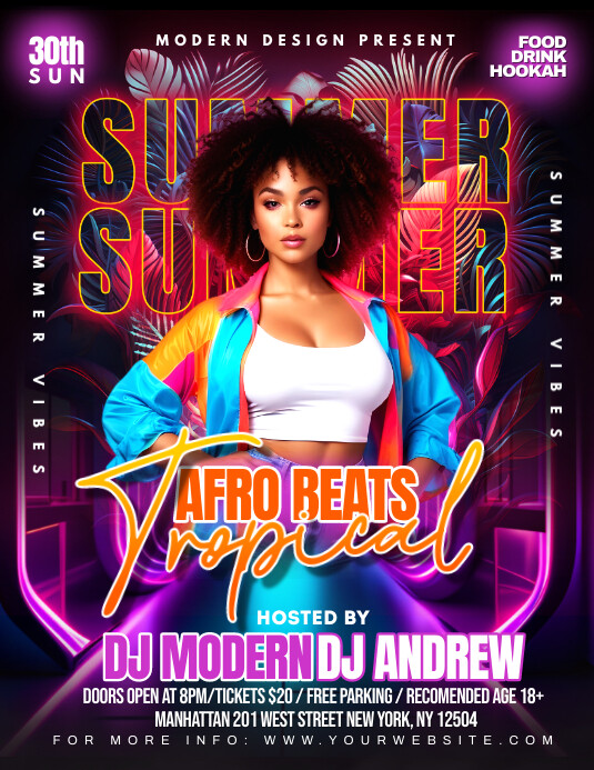 Purple Maximalist Summer Tropical Afro Beat F Template | PosterMyWall