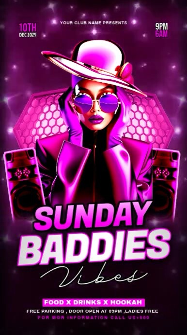 Purple Maximalist Sunday Baddies Party Instagram Story Template ...