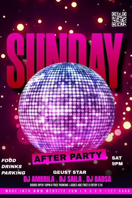 Purple Maximalist Sunday Disco Poster Template | PosterMyWall