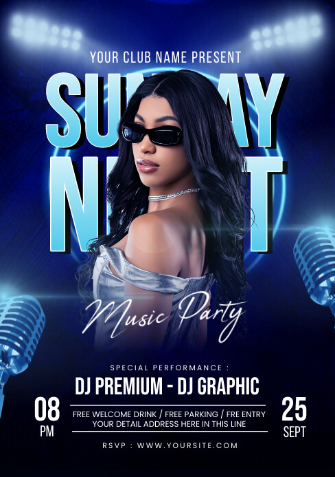 Purple Maximalist Sunday Night Music Party Fl Template | PosterMyWall