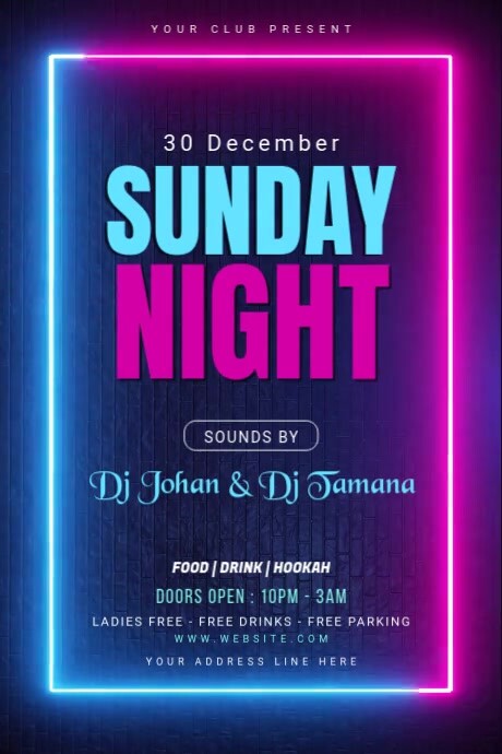 Purple Maximalist Sunday-night-party- Poster Template | PosterMyWall