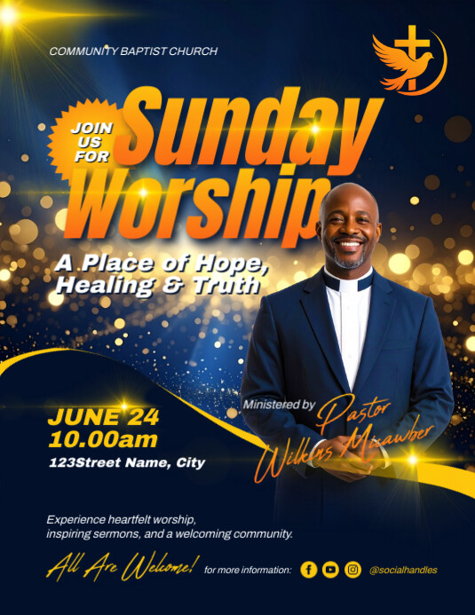 Copy of Purple Maximalist Sunday Worship Flyer (us Letter) | PosterMyWall