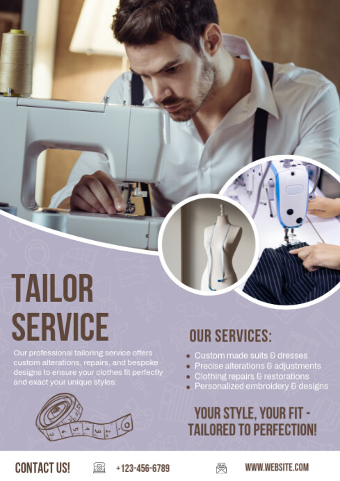 Copy of Purple Maximalist Tailor Service A4 | PosterMyWall