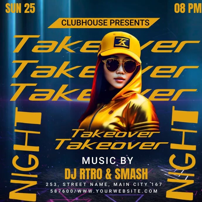 Purple Maximalist Takeover Night Club Party A Template | PosterMyWall