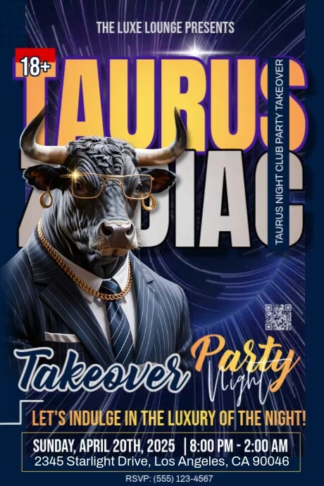 Copy of Purple Maximalist Taurus Zodiac Party Poster | PosterMyWall