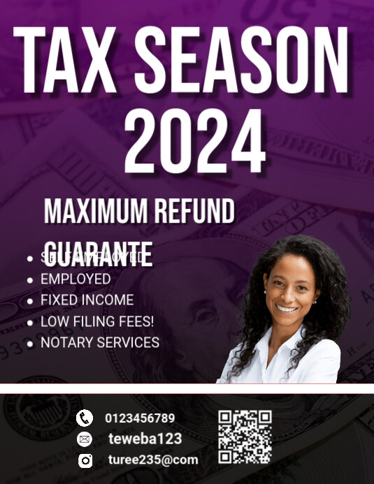 Copy of Purple Maximalist Tax Season 2024 Flyer (us Letter) | PosterMyWall