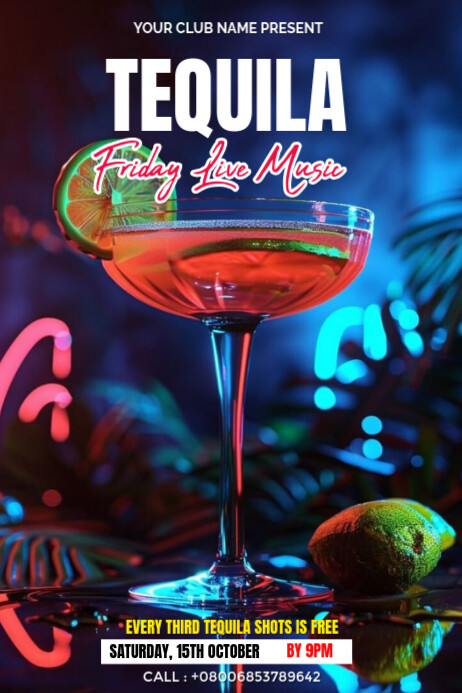 Purple Maximalist Tequila Poster Template | PosterMyWall