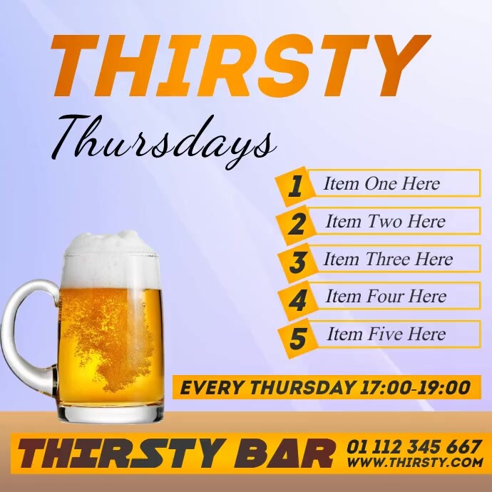 Purple Maximalist Thirsty Thursday Ads Instag Templat | PosterMyWall