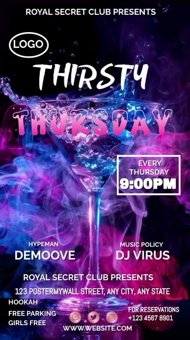 Purple Maximalist Thirsty Thursday Digital D Template | PosterMyWall