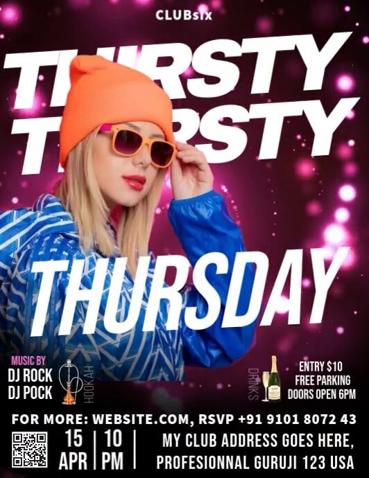 Purple Maximalist Thirsty Thursday Night Flyer (us Letter) Template ...