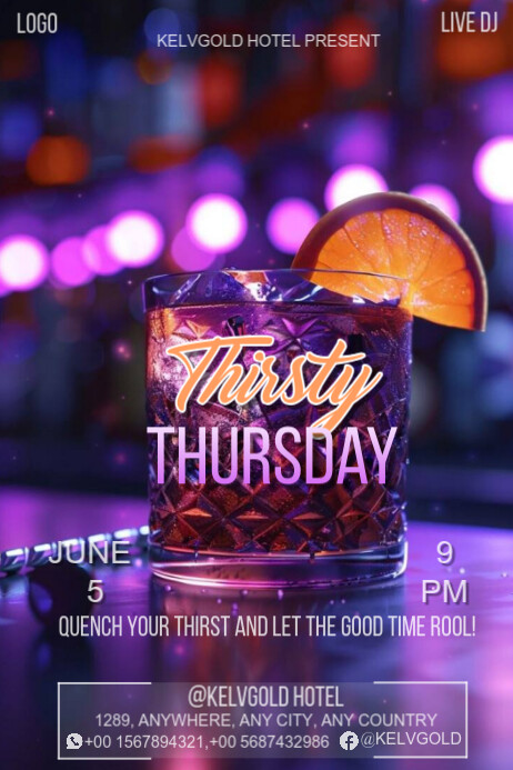 Purple Maximalist Thirsty Thursday Poster Template | PosterMyWall