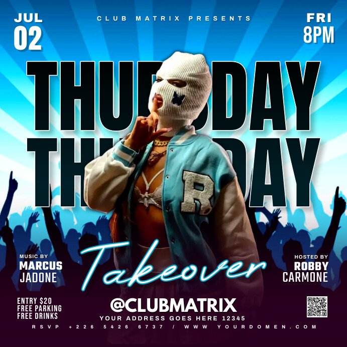 Purple Maximalist Thursday Takeover Square (1 Template | PosterMyWall