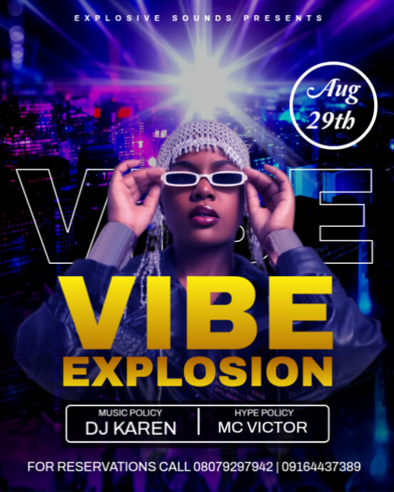 Purple Maximalist Vibe Explosion – Club Party & Dj Night Event Flyer ...