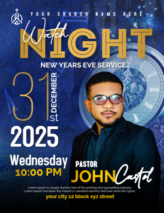 Copy of Purple Maximalist Watch Night New Year Eve Celebration Flyer ...