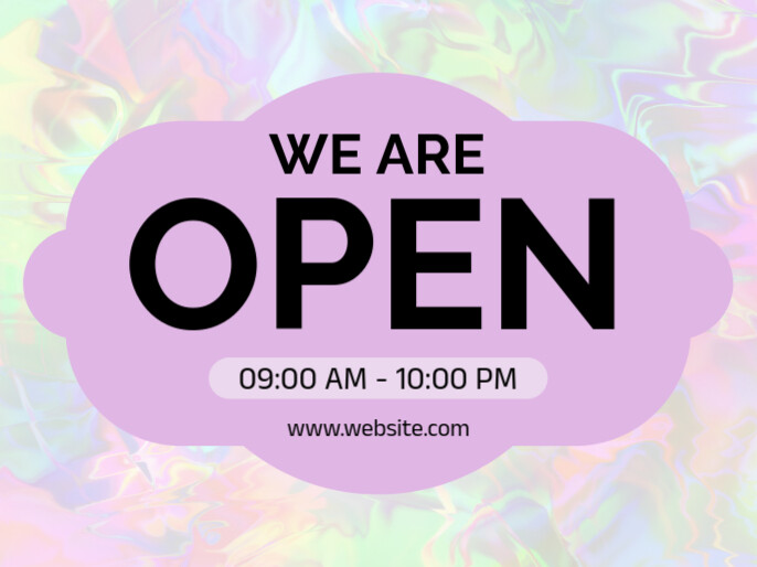 Copy of Purple Maximalist We Are Open Now Posters Presentation ...