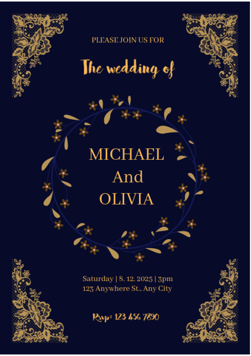 Purple Maximalist Wedding Invitation A4 Template | PosterMyWall