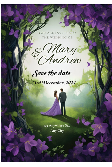 Purple Maximalist Wedding Invitations Card Pinterest Graphic Template ...