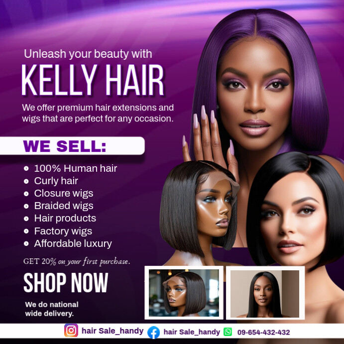 Copy of Purple Maximalist Wig And Hair Sales Template Instagram Post ...