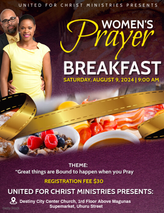 Copy of Purple Maximalist Women's Prayer Breakfast Flyer (us Letter) | PosterMyWall