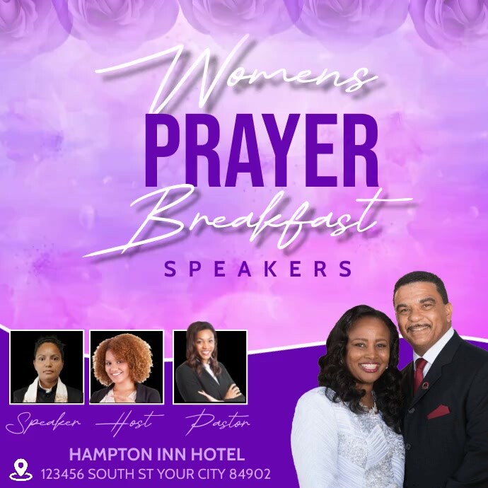 Purple Maximalist Women's Prayer Breakfast In Template | PosterMyWall
