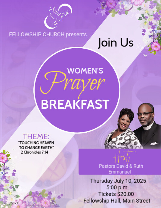 Copy of Purple Maximalist Women's Prayer Breakfast Flyer (us Letter ...