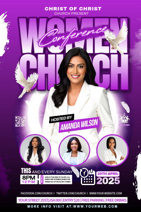 Copy of Purple Maximalist Women Church Conference Flyer Poster ...