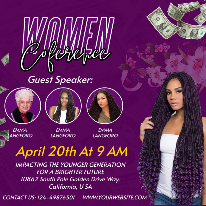 Purple Maximalist Women Conference Instagram Post Template | PosterMyWall