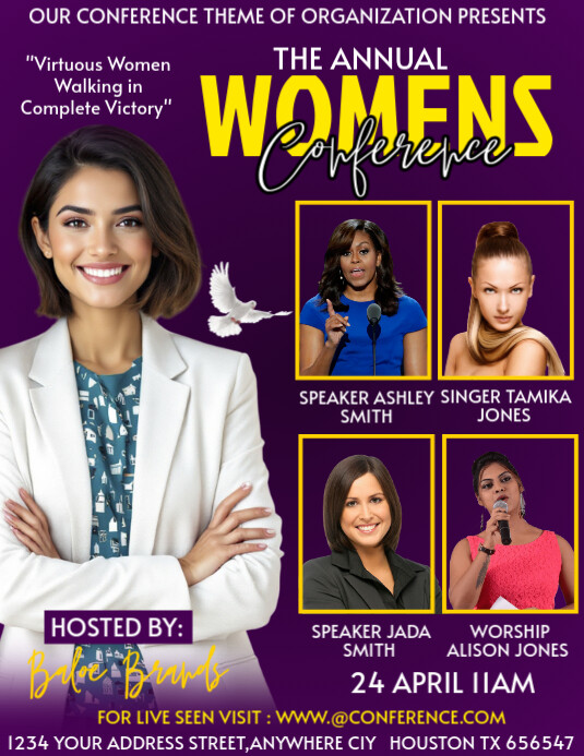 Purple Maximalist Women Conference Invitation Flyer (us Letter ...