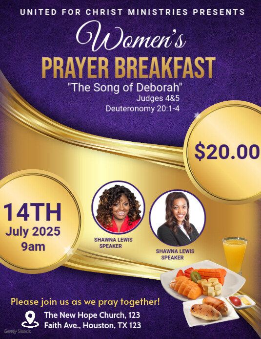 Copy of Purple Maximalist Womens Prayer Breakfast Church Flyer (us ...