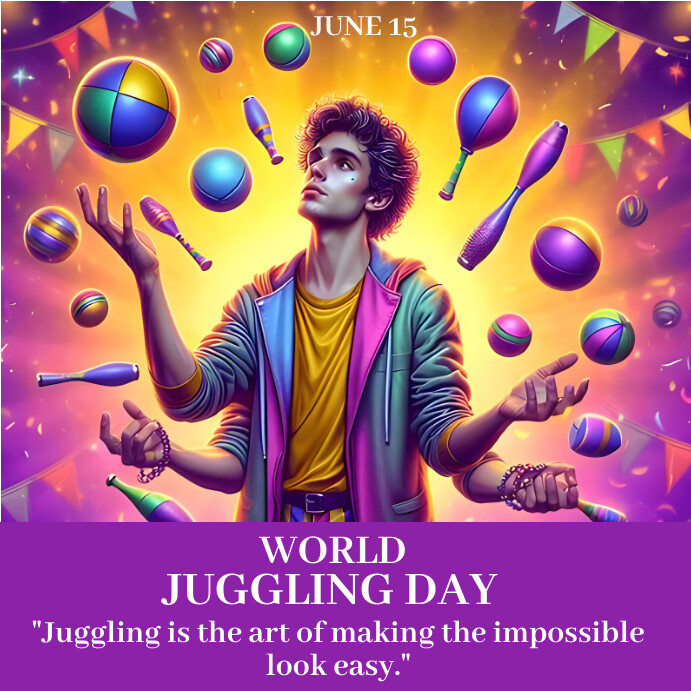 Plantilla de Purple Maximalist World Juggling Day Instagr | PosterMyWall