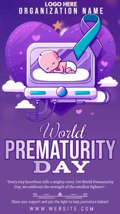 Plantilla de Purple Maximalist World Prematurity Day Instagram Story ...