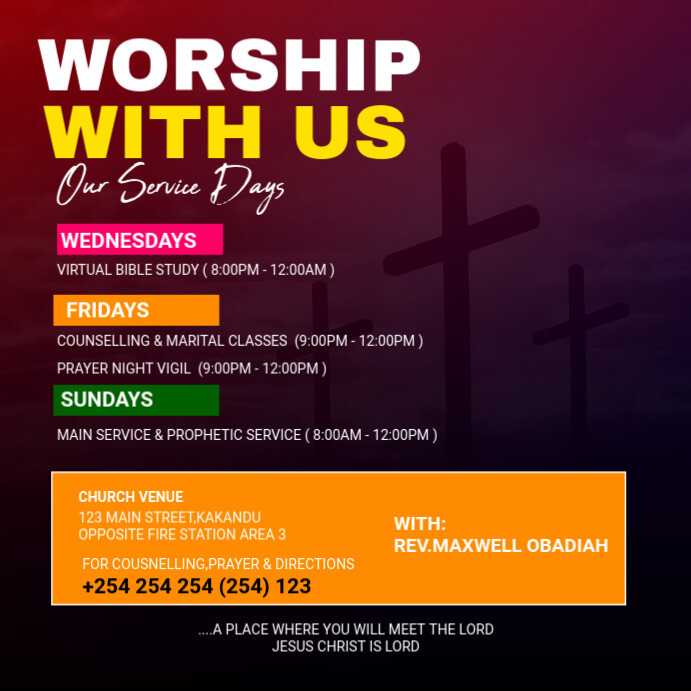 Purple Maximalist Worship Order Of Services Instagram Post Template ...