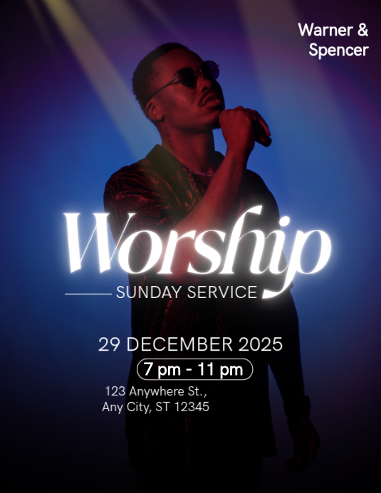 Plantilla de Purple Maximalist Worship Sunday Service Church Flyer (us ...