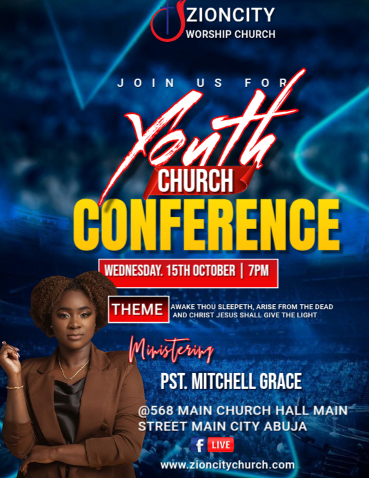 Purple Maximalist Youth Church Conference Flyer (us Letter) Template ...