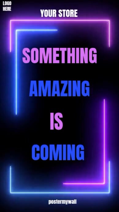 Purple Maximalist 🌟 Something Amazing Is Coming | Neon Teaser Motion Video Digital Display (9:16 ...