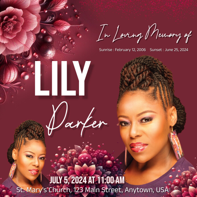 Purple Memorial Announcement Flyer Template | PosterMyWall