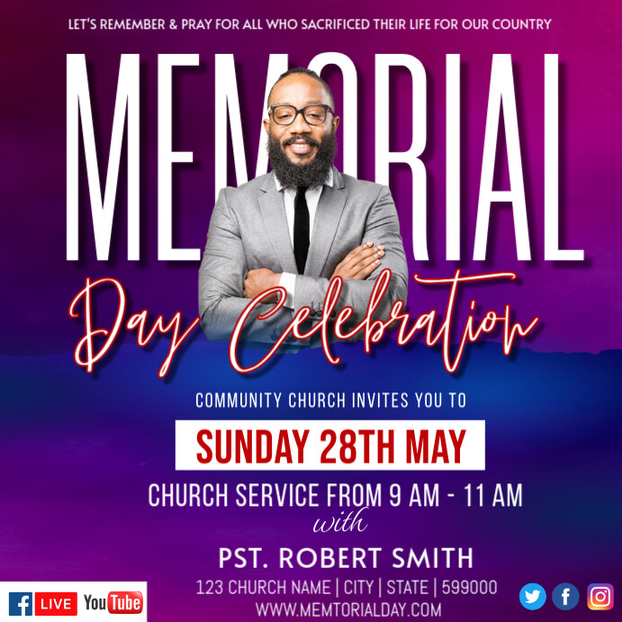 Copy of Purple Memorial Day Celebration Instagram Post | PosterMyWall