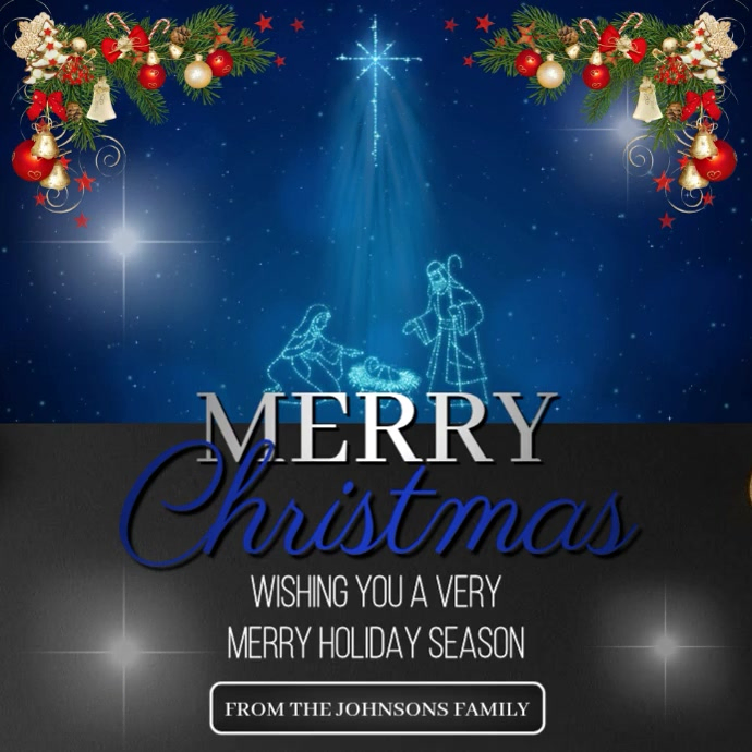 Purple Mery Christmas Baby Jesus Manger Video Square (1:1) Template ...