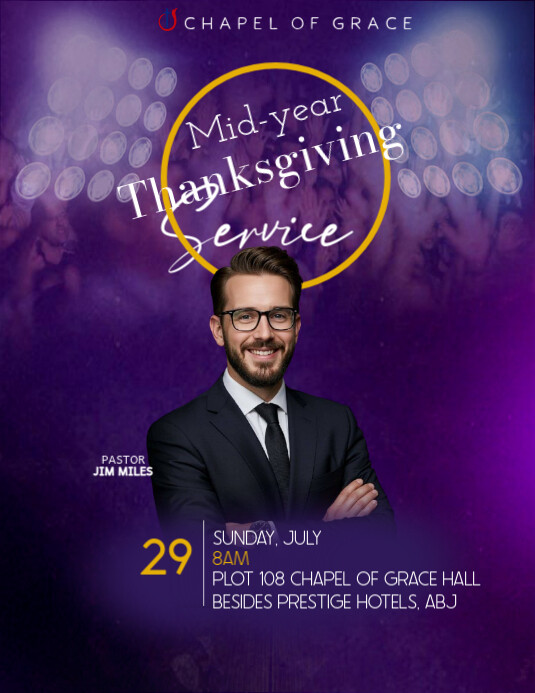 Purple Mid Year Thanksgiving Service Flyer (us Letter) Template | PosterMyWall